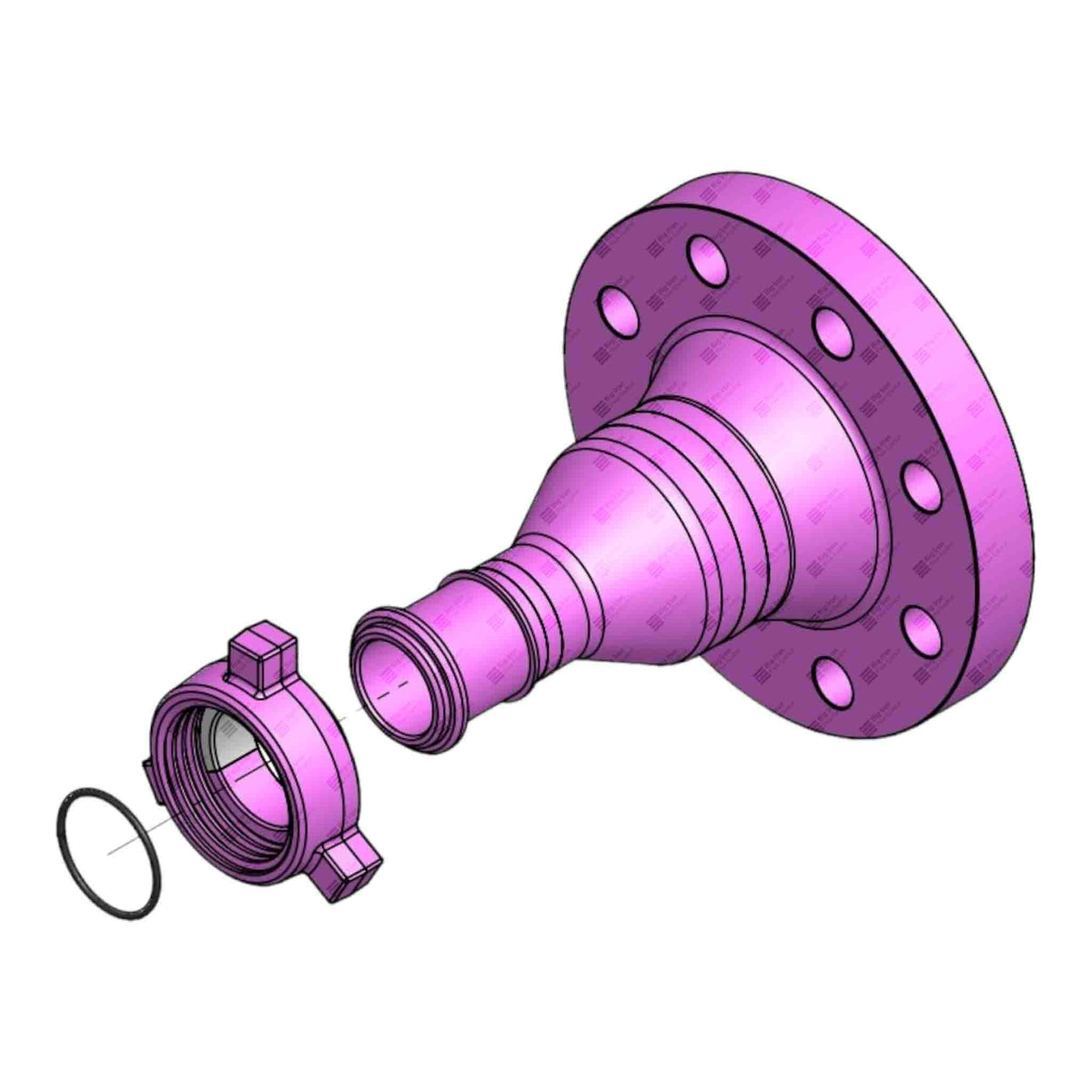 Flange Adapter, 4" 600# RF x 2" 206 M, BW XH DET, 1480 psi, Sour Servi ...