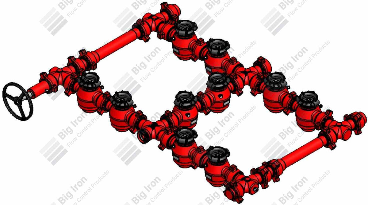 Choke Manifold, 5x7, 2'' 1502, 10x Manual Plug Valve, 1x Adj, 1x Pos ...