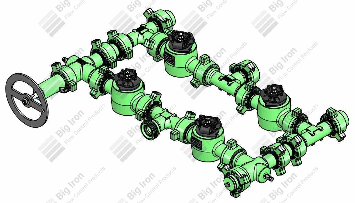 Manifold 2” Fig 1502 4 Plug Valve Single Stage W/ 1 Adjustable-1 Posit ...