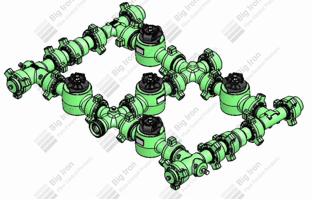 Choke Manifold, 2” 1502, 5x Manual Plug Valve, 2x Pos, 10000 psi, Sour ...