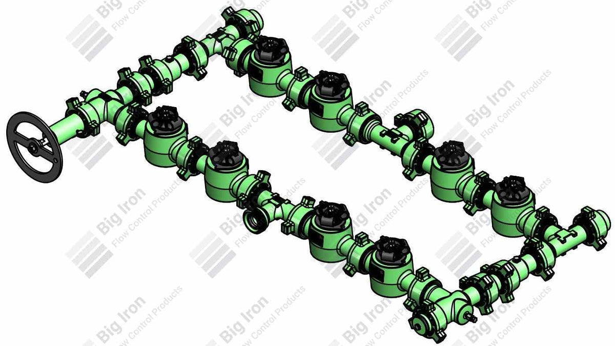 Choke Manifold, 2” 1502, 8x Manual Plug Valve, 1x Adj, 1x Pos, 10000 p ...