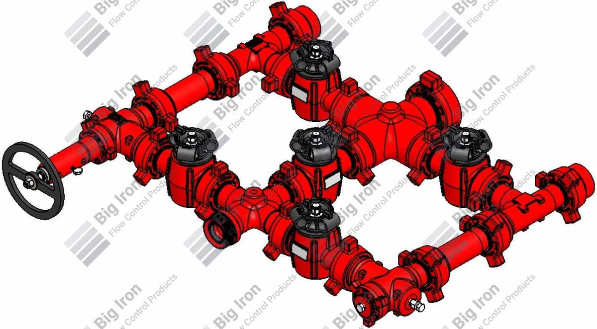 Choke Manifold, 2"x3" 602, 5x Manual Plug Valve, 1x Adj, 1x Pos, 6000 ...